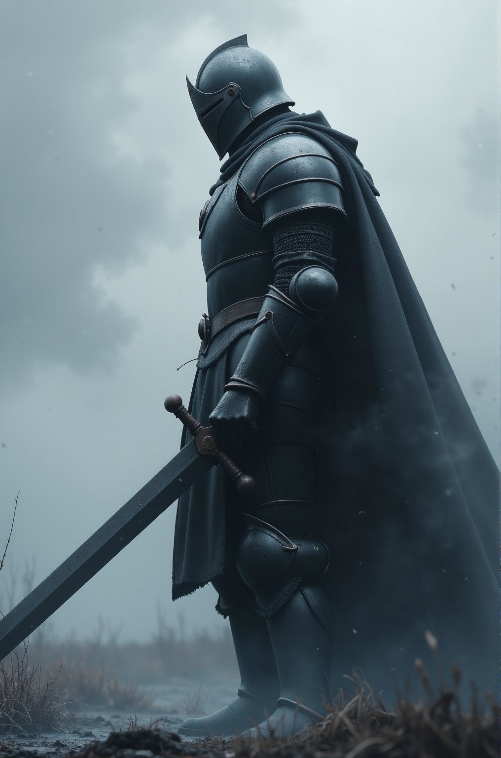 Dark armored figure, holding l | image created by BChieng | Tensor.Art