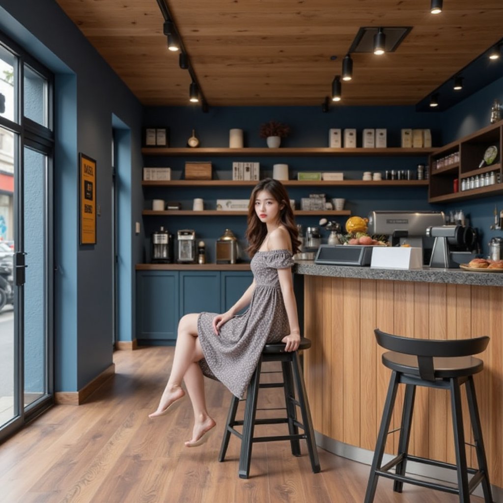 beauty asian girl in coffee sh | image created by FUKU-FX | Tensor.Art