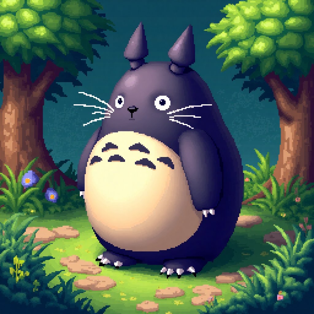 Pixelated totoro | image created by Coax | Tensor.Art