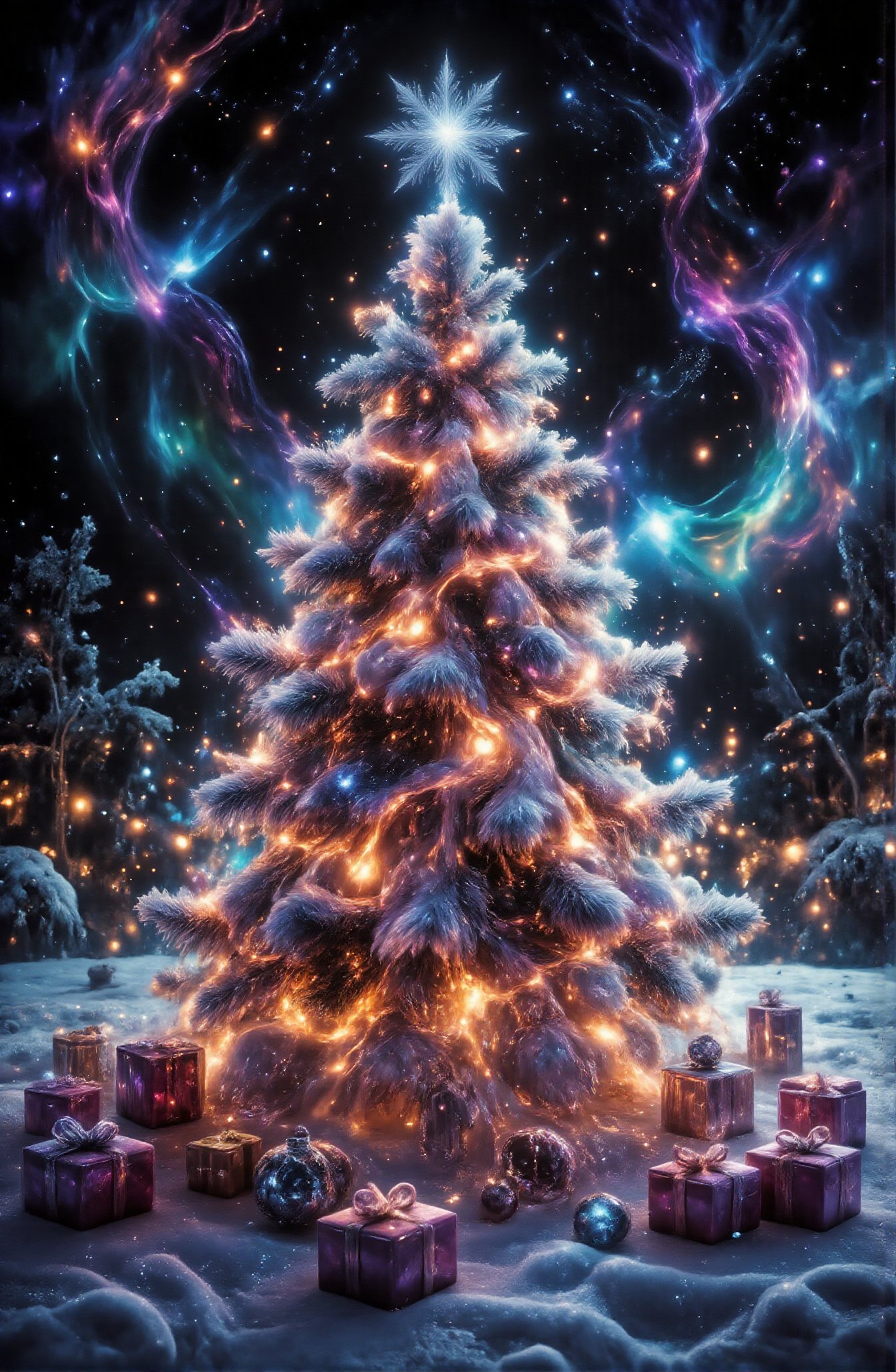 Christmas tree ice sculpture v | image created by Coax | Tensor.Art