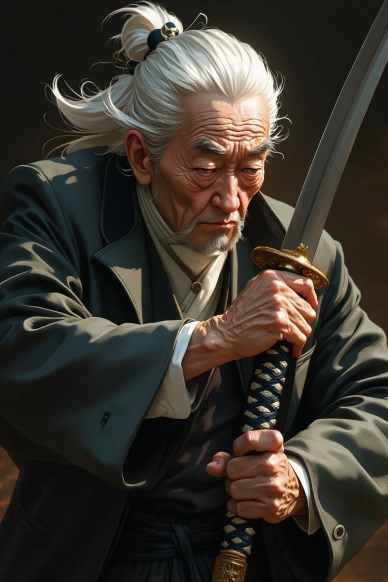 A dramatic portrait of an elde | image created by Trew Poi | Tensor.Art