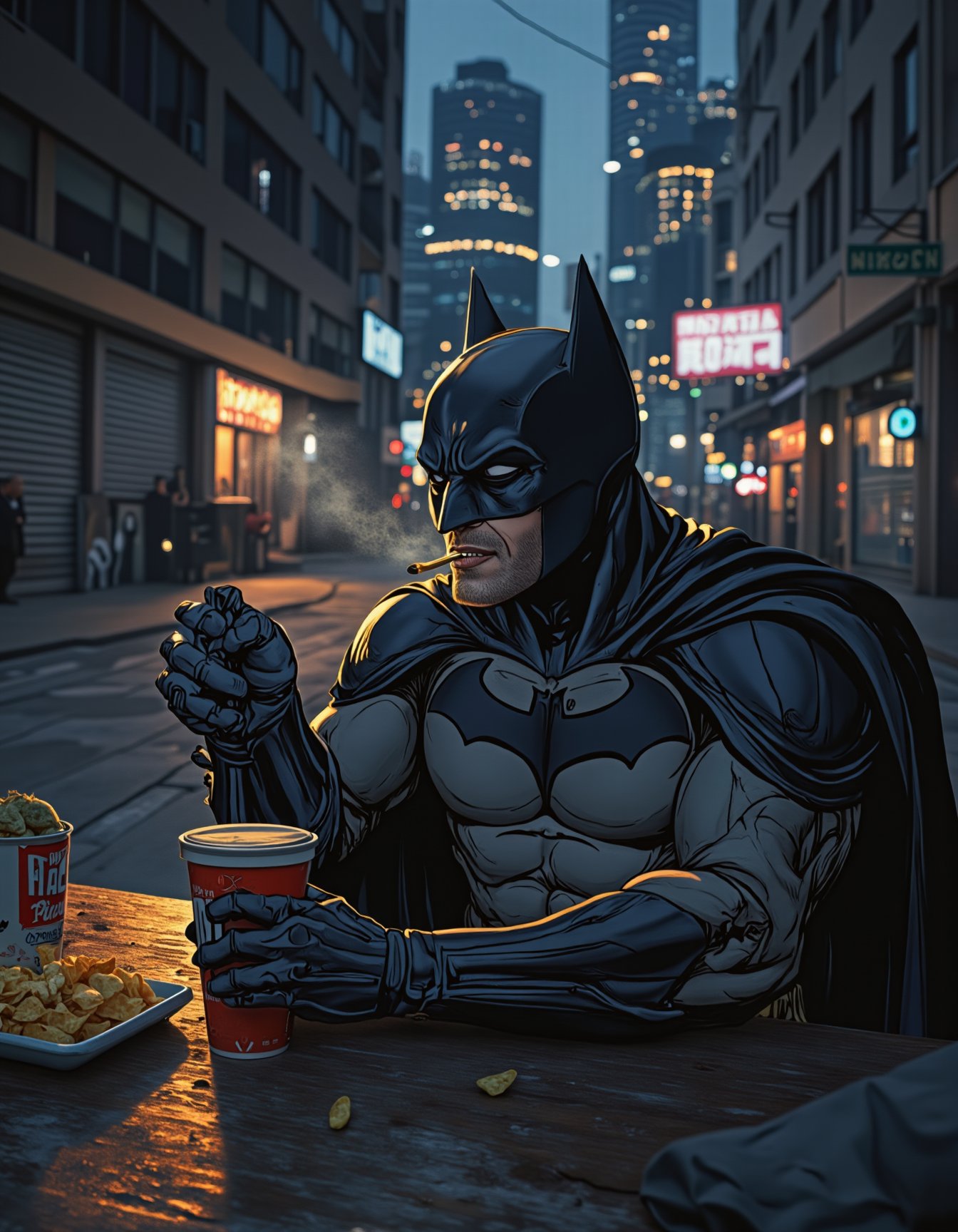 Batman, after a long day of wo | image created by Blueberry | Tensor.Art