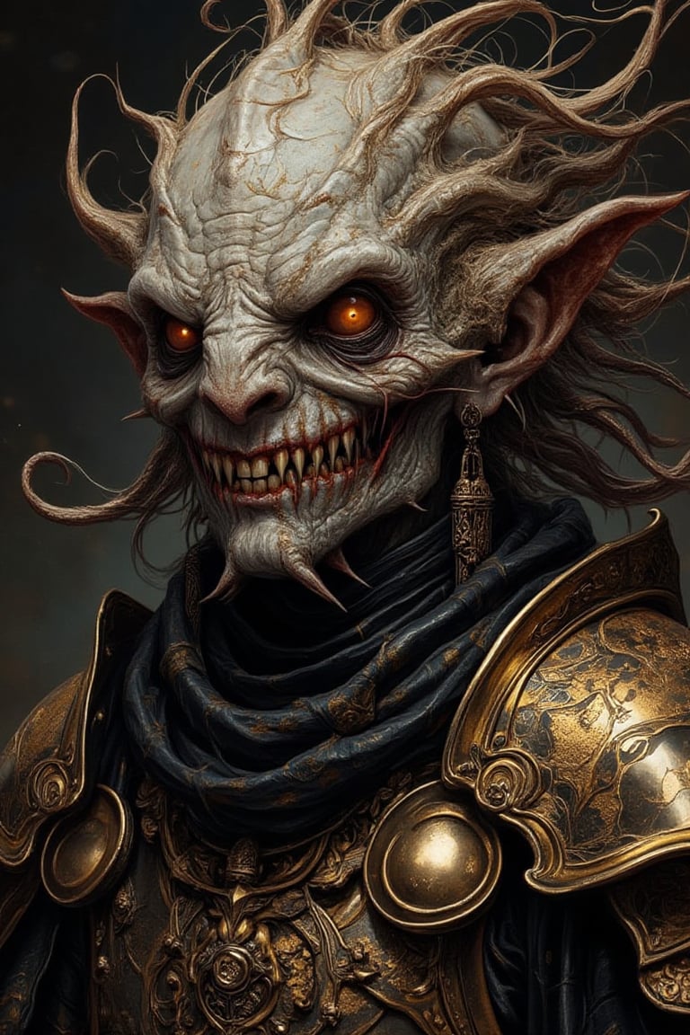 a horrible ghost monster, gold | image created by BOT-OXY-BOT | Tensor.Art