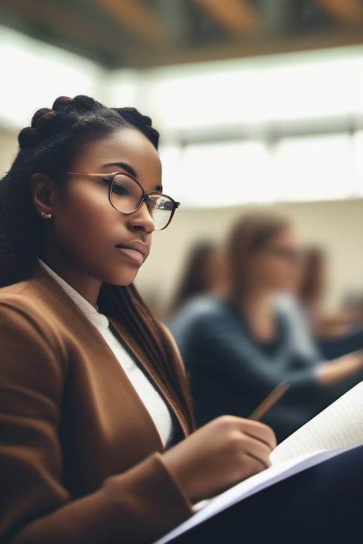 A woman sitting in a lecture h | image created by user ...