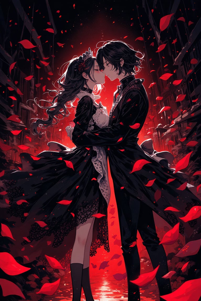Couple kissing in the dark as | image created by 久遠 | Tensor.Art