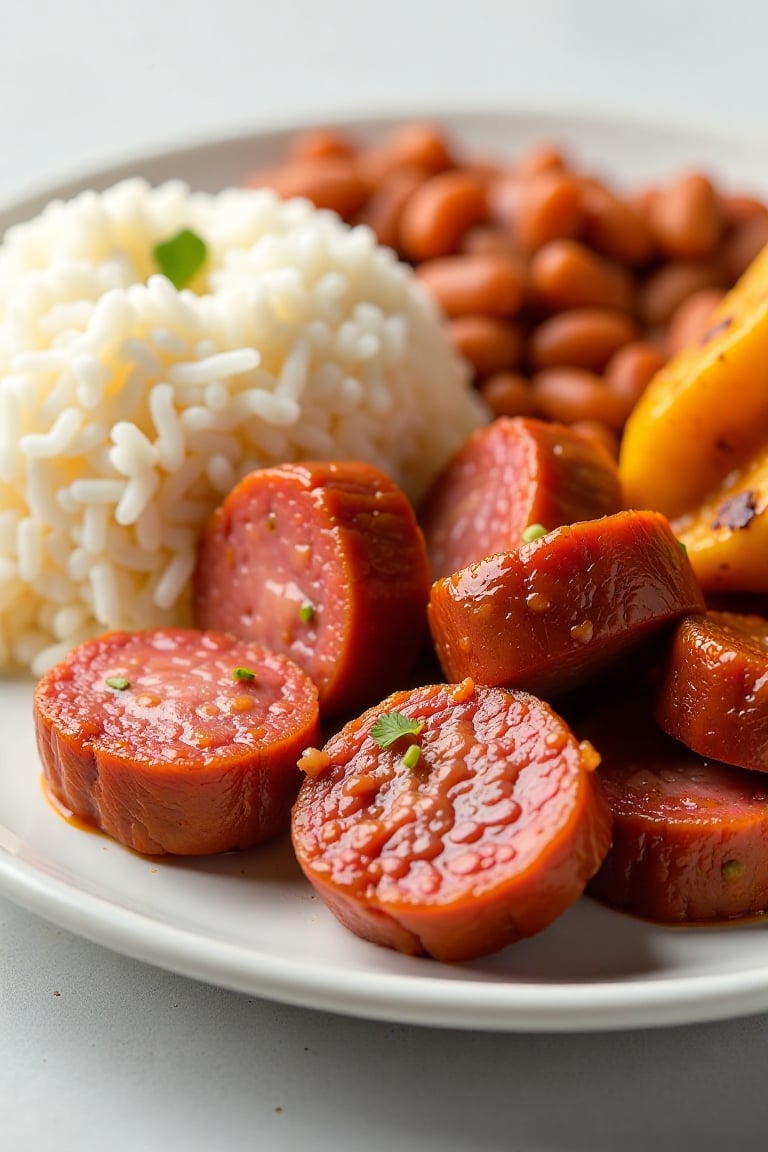 Cooked longaniza, cut into sma | image created by Tommy27 | Tensor.Art