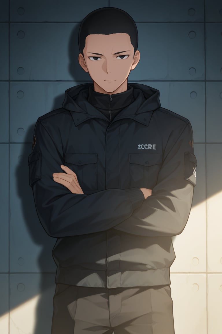 Solo, 1 boy, leaning against w | image created by O8 | Tensor.Art