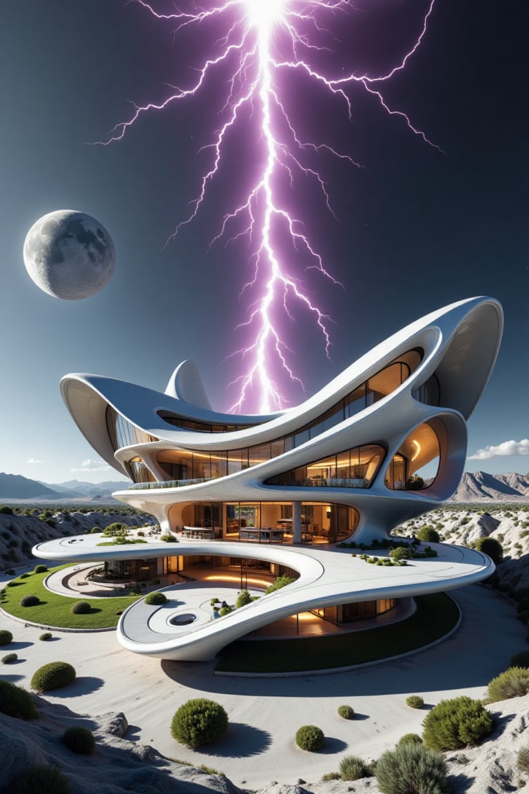 a modern house like a spaceshi | image created by Fang Ying | Tensor.Art