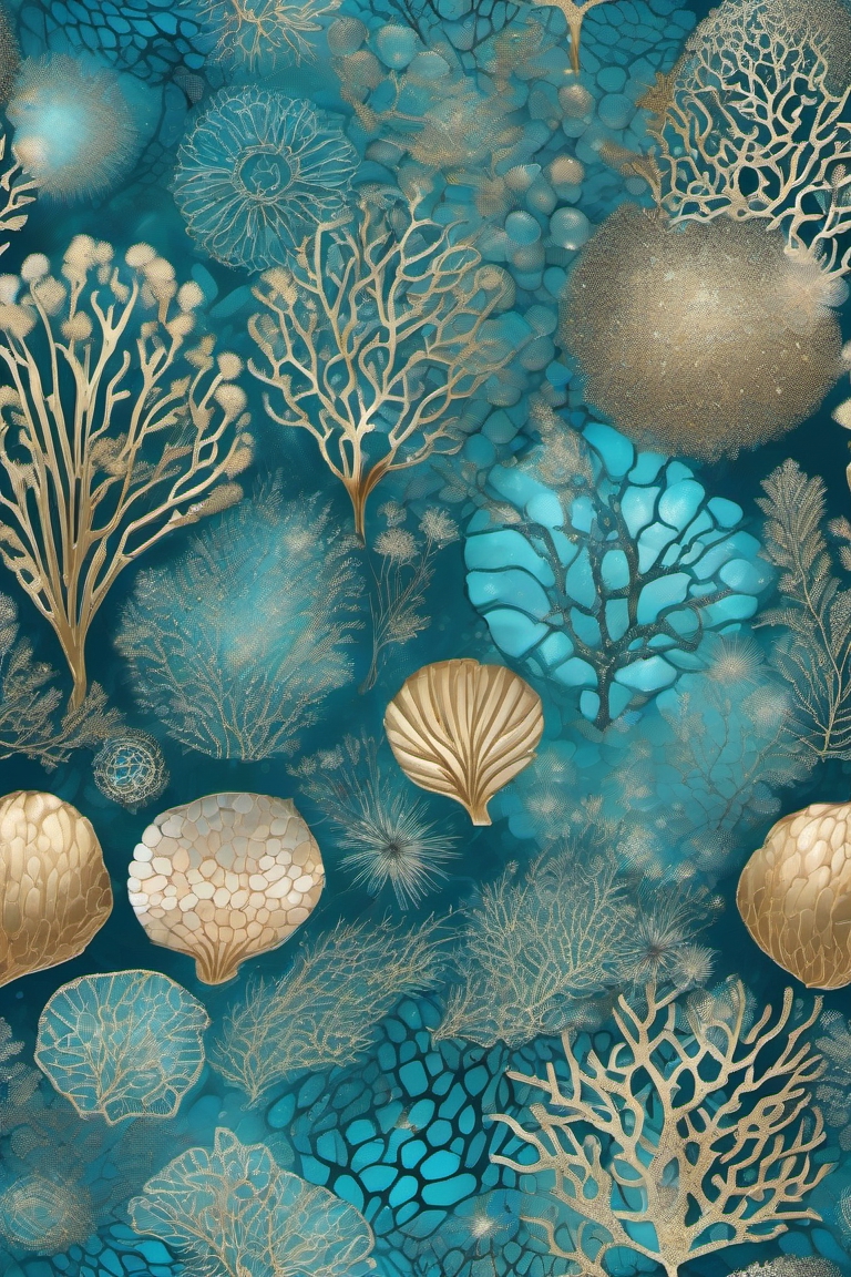 Teal And Coral Patterns