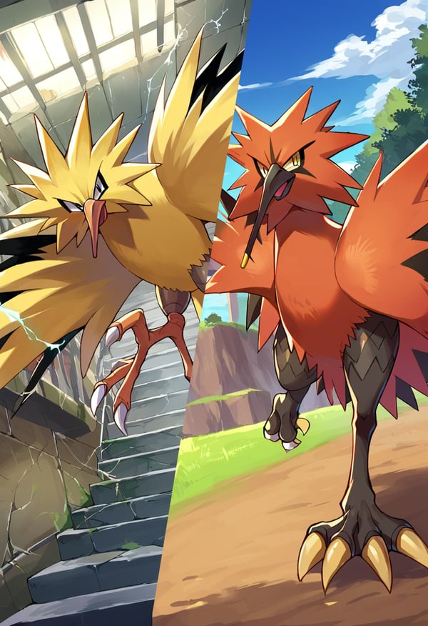Zapdos＆Galarian Zapdos (Pokemon/ポケモン)-PonyXL... | Tensor.Art | Tensor.Art