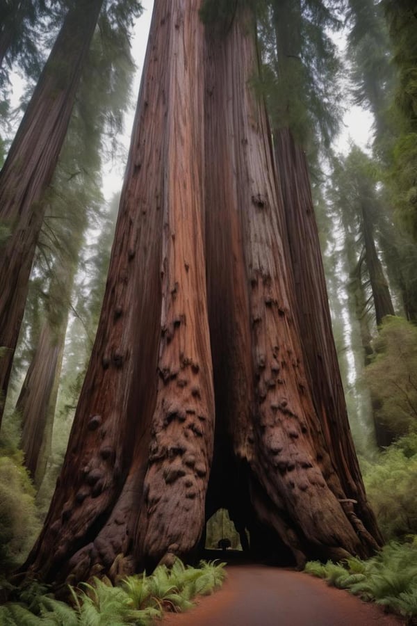 A colossal redwood tree, its t | image created by | Tensor.Art