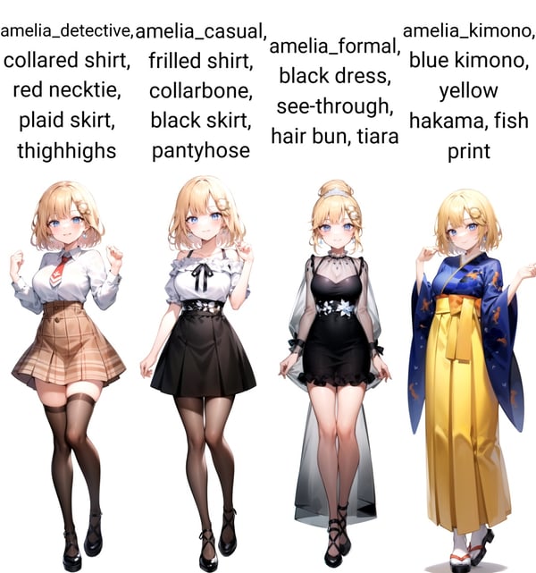 Amelia Watson (Hololive) 4 outfits - v2 | Tensor.Art | Tensor.Art