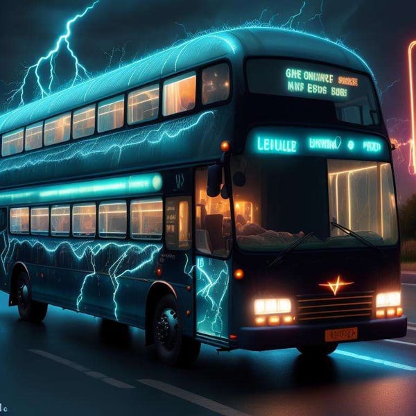 LightningPunkAI Bus, detailed | image created by | Tensor.Art
