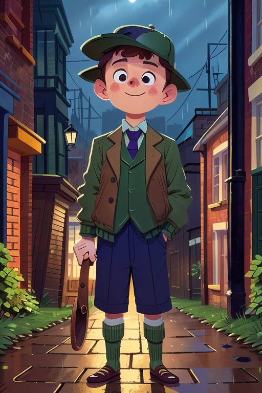 kid sherlock holmes standing i | image created by | Tensor.Art