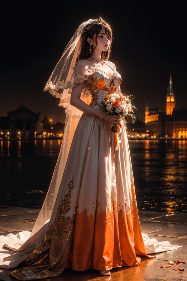 Story, bride posing under a fa | image created by | Tensor.Art