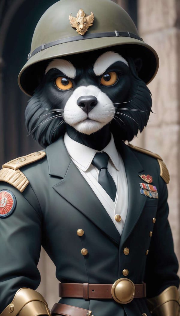 comic Wild animals in military | image created by | Tensor.Art
