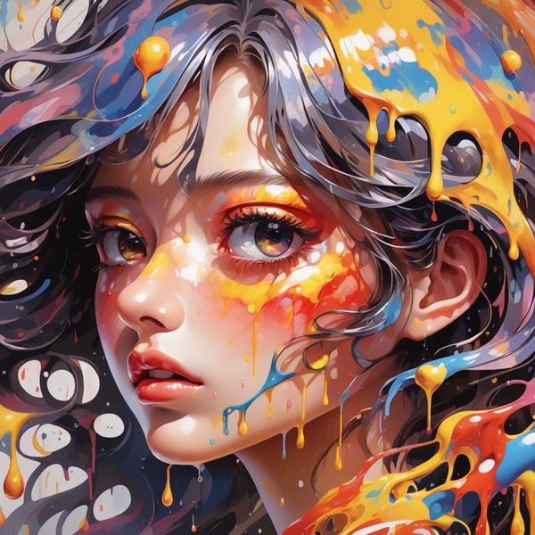 dripping paint,abstract,1 girl | image created by | Tensor.Art