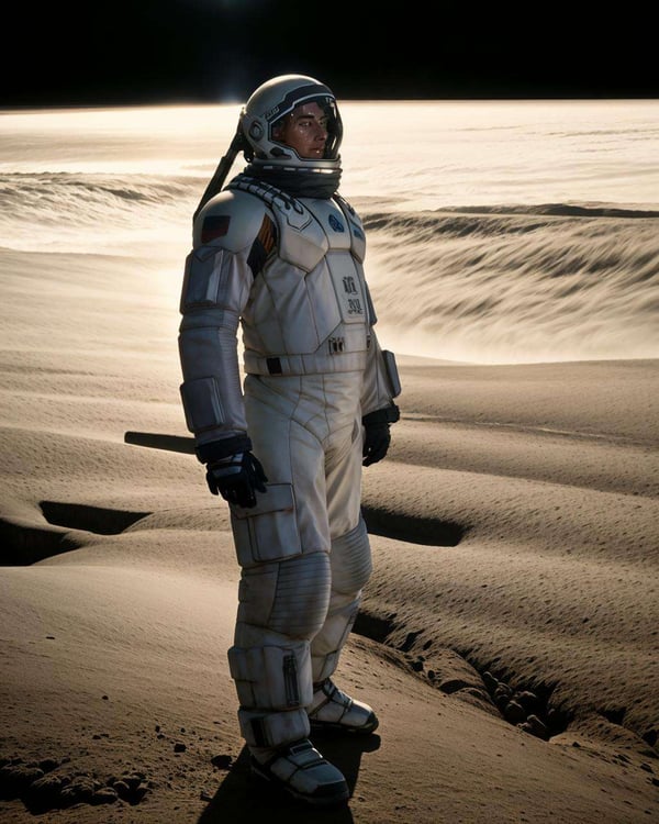 a man in a space suit holding | image created by | Tensor.Art