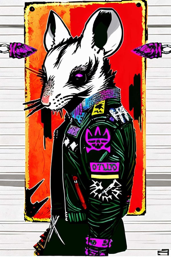 A rat with a spiked collar and | image created by | Tensor.Art