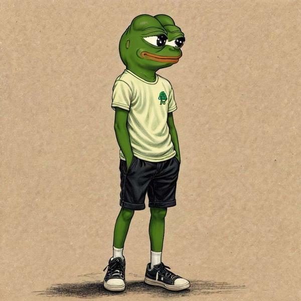 , green shorts, (((pepe_frog)) | image created by | Tensor.Art