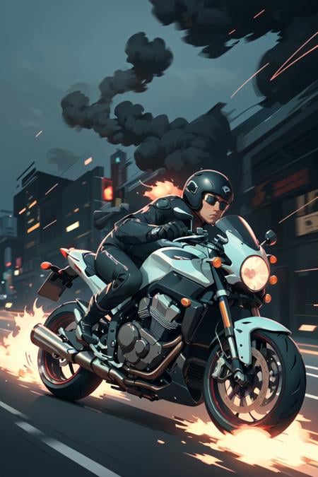 A (speeding) motorcycle the ci | image created by | Tensor.Art