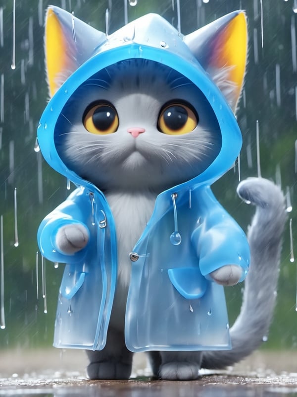 MG_ip, Pixar, rain, cat, no | image created by | Tensor.Art