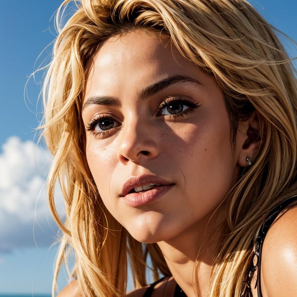 shakira, close up on face