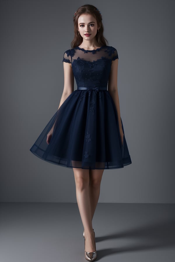 1 girl, blue dress, full body, | image created by | Tensor.Art