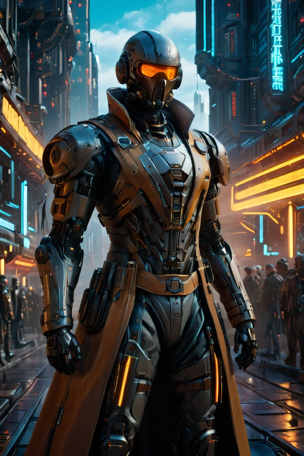 Visualize a cyber warrior in a | image created by | Tensor.Art