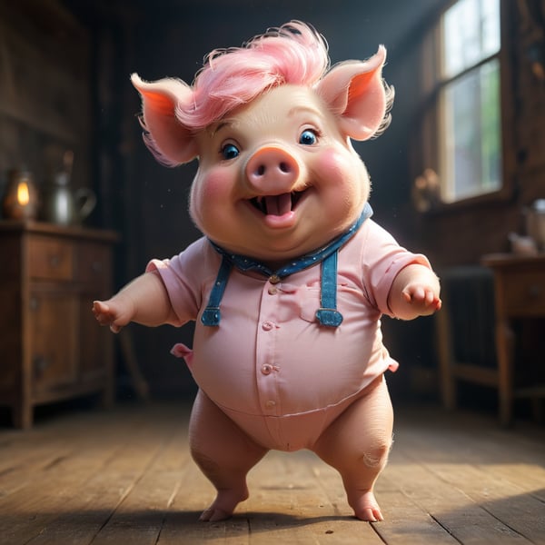 Pig with a Wig Dancing a Jig | image created by | Tensor.Art