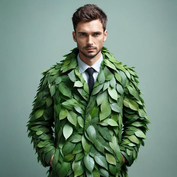 a coat made out of leaves, a m | image created by | Tensor.Art