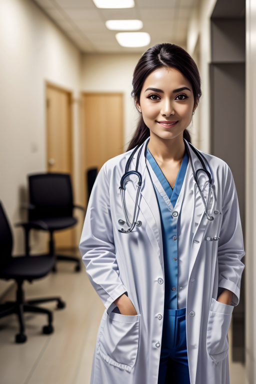 a beautiful doctor at an hosp | image created by | Tensor.Art