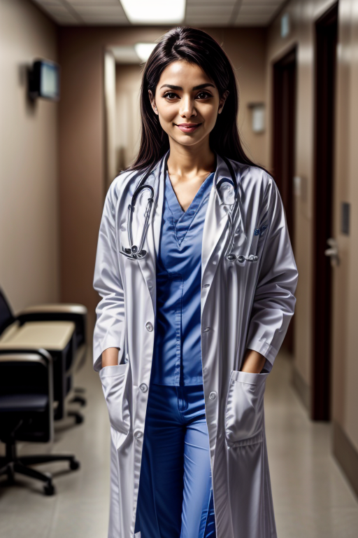 a beautiful doctor at an hosp | image created by | Tensor.Art