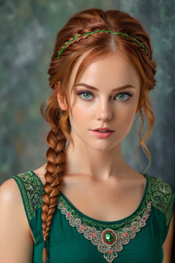 young woman, Red hair, one bra | image created by | Tensor.Art