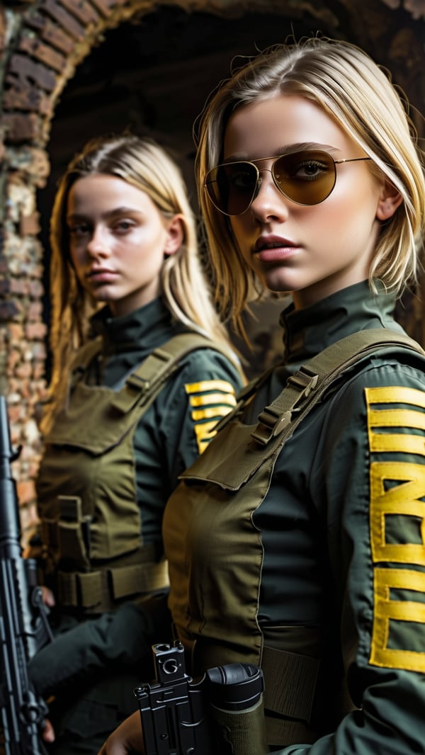 Two 13 year girls (One blond, | image created by | Tensor.Art