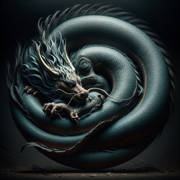 Chinese dragon, sleeping drago | image created by | Tensor.Art