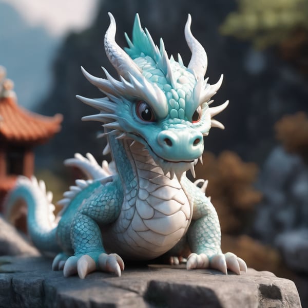 toy model, 3d white dragon, de | image created by | Tensor.Art