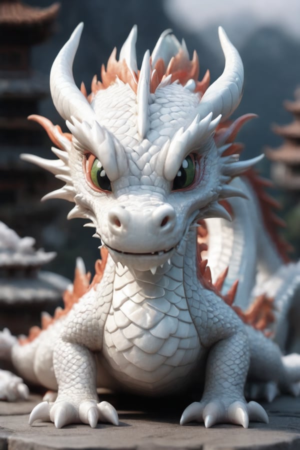 toy model, 3d white dragon, de | image created by | Tensor.Art