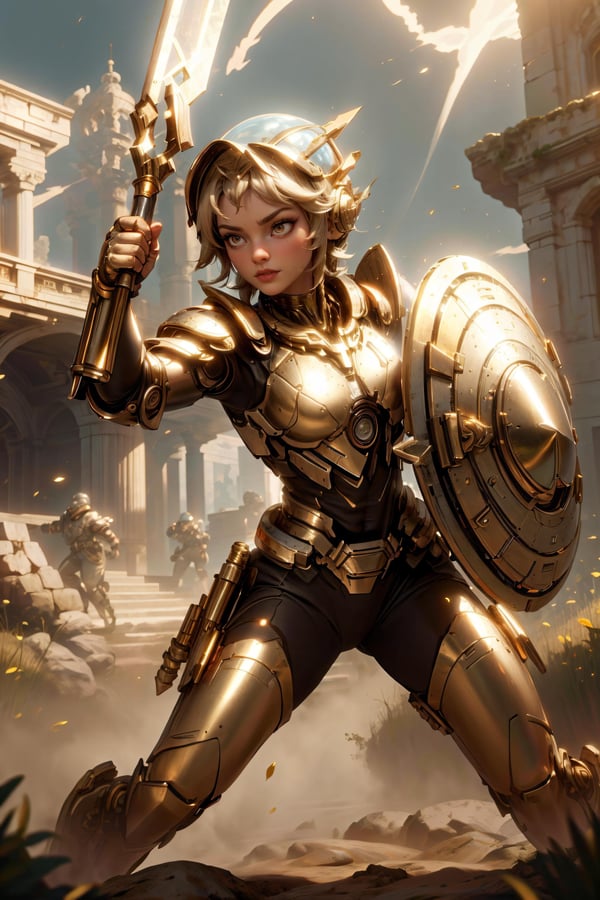 Athena, Spear and Shield, figh | image created by | Tensor.Art