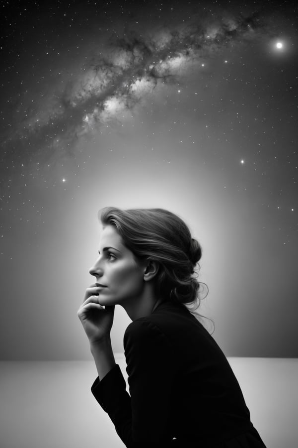 female, thinking, existential | image created by | Tensor.Art