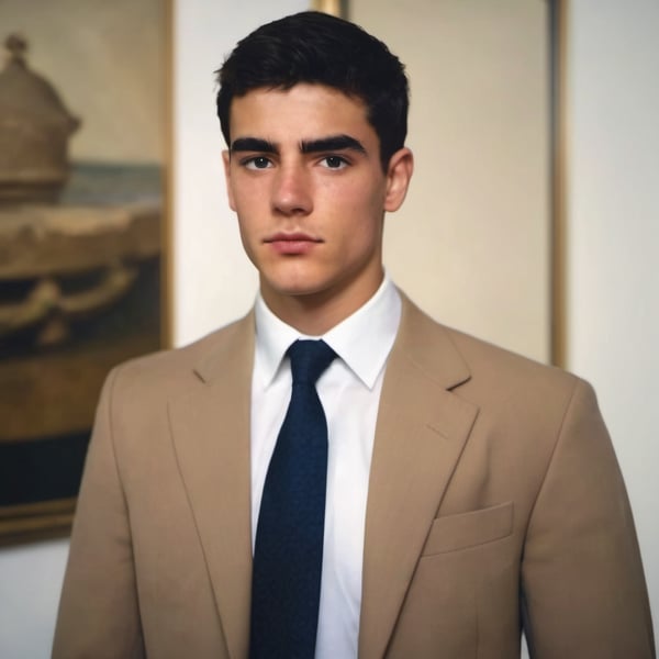 GQ, handsome french teen man, | image created by | Tensor.Art