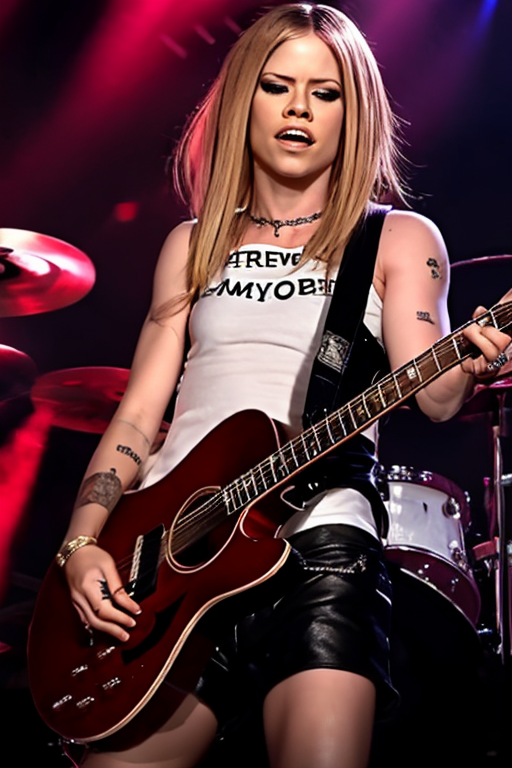 Avril lavigne tocando la guita | image created by | Tensor.Art