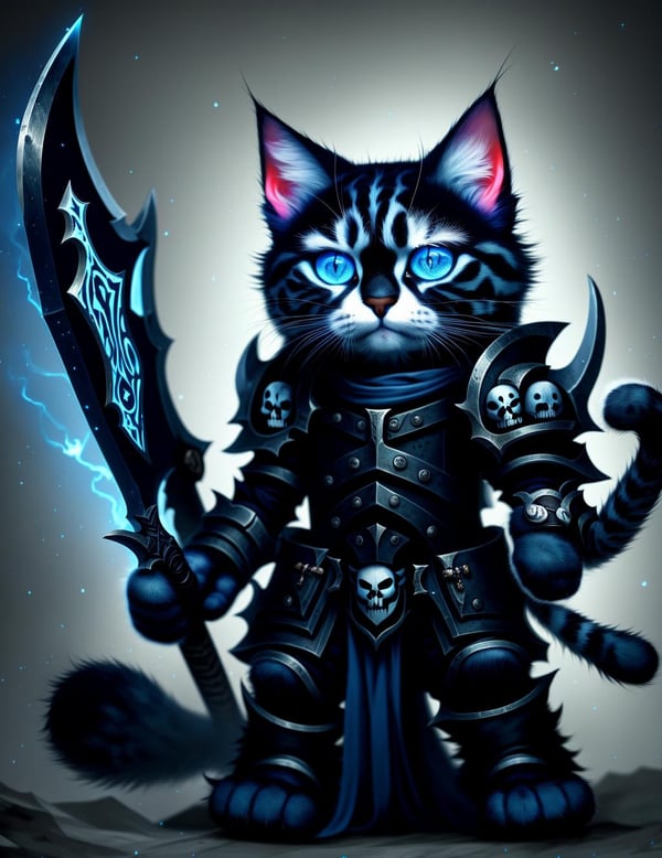 cute anthro cat, death knight, | image created by | Tensor.Art