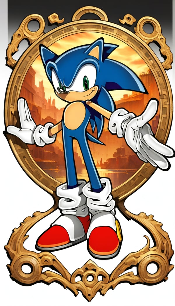 1boy, Sonic, solo, face, smile | image created by | Tensor.Art