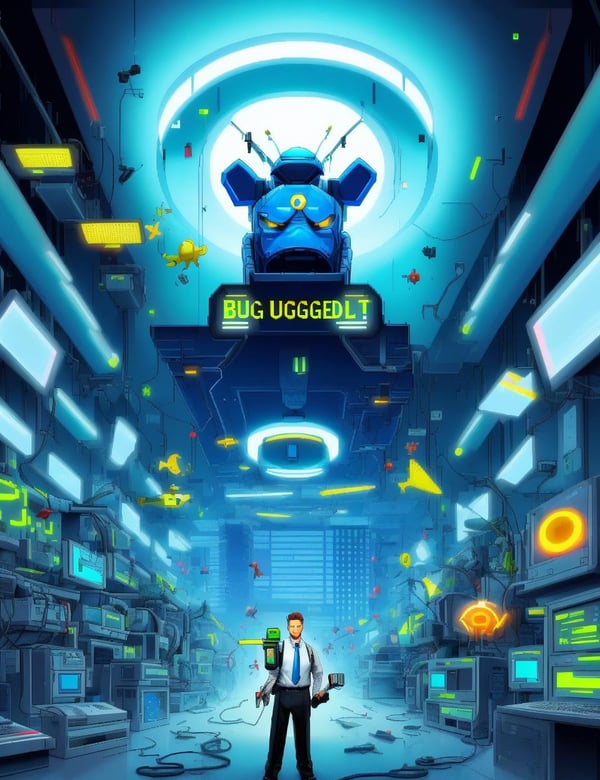 DonM8u663d, text "BUGGED!", m | image created by | Tensor.Art