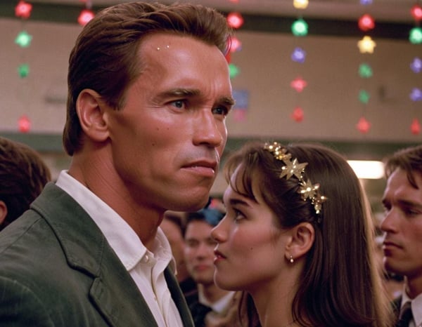 , Film scene starring arnold | image created by | Tensor.Art