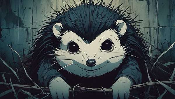 dark manga of a killer hedgeh | image created by | Tensor.Art
