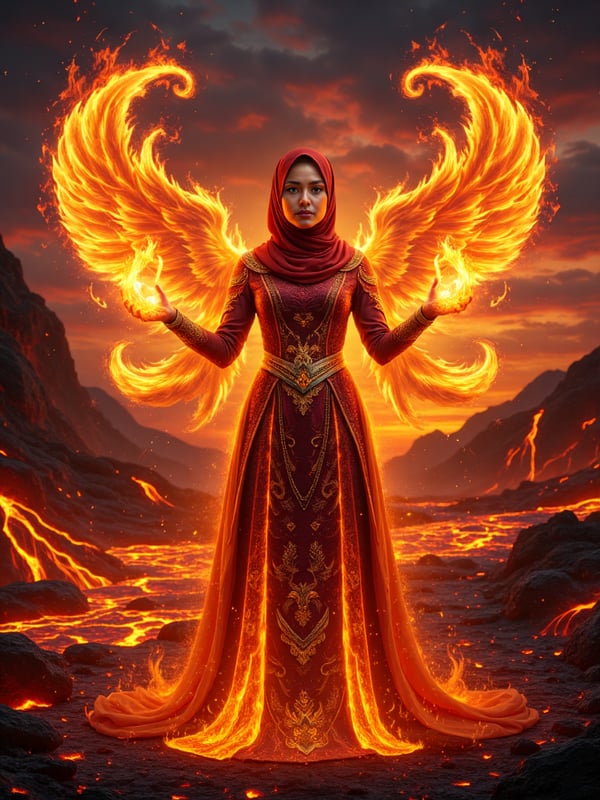 Fire Sorceress in a Lava Realm | Tensor.Art | Tensor.Art