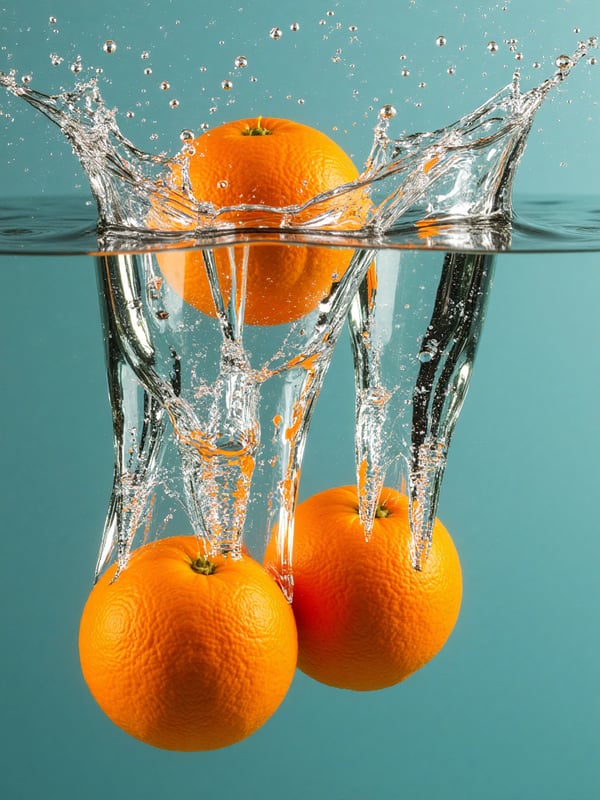 Splashing oranges, oranges falling in a water - 2024-12-23 13:00:12 ...