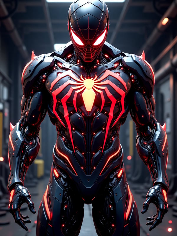 Cyborg Spiderman - Red Armor | image created by Zera | Tensor.Art